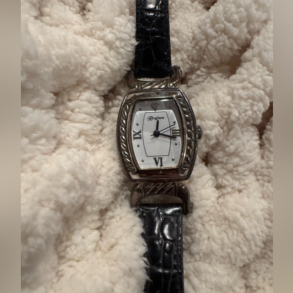 Brighton | Accessories | Brighton Shetland Watch Silver Tone Black ...